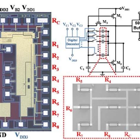 Micrograph And Schematic Circuit Representation Of The Multiplexed Cmos