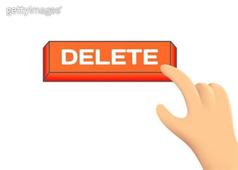 Delete button Flat red hand on the button delete button Vector icon 이미지 게티이미지뱅크
