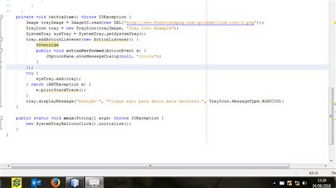 java como adicionar um evento ao balão de notificação do trayicon