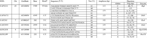 Primer Sequence Annealing Temperatures Size Of Amplicons And