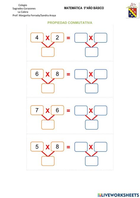 Propiedad Conmutativa Free Exercise Live Worksheets