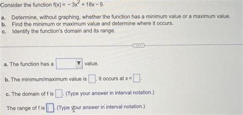 Solved Consider The Function Fx−3x218x−9 A Determine