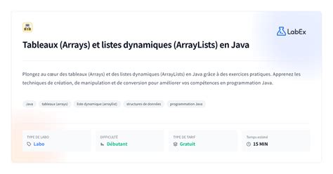 Tutoriel Sur Les Tableaux Arrays Et Les Listes Dynamiques Arraylists