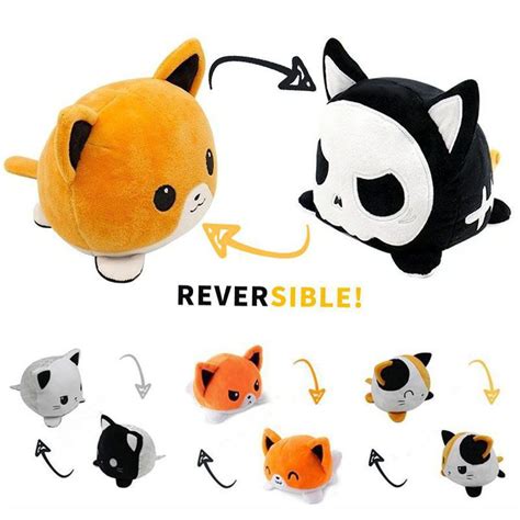 Tiktok Reversible Flip Stuffed Cat Plush Doll Soft Simulation
