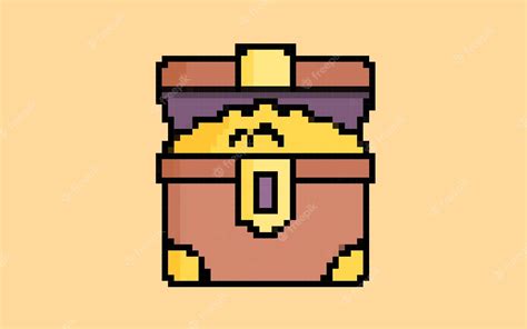 보물 상자 픽셀 스타일 일러스트 벡터 8비트 개념 화려한 상금 아이디어 게임 자산 프리미엄 벡터