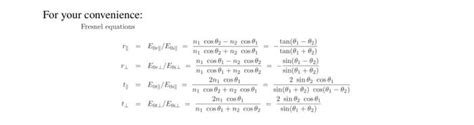 solved 1 fresnel equation figure 1 the insident light is