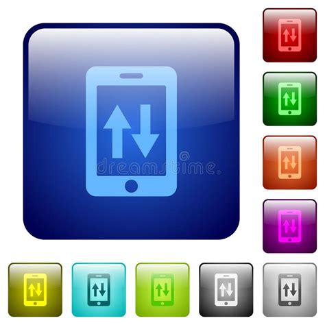 mobile data traffic color square buttons stock vector illustration of