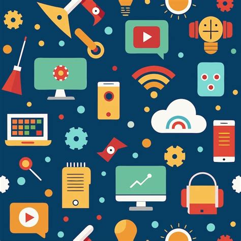 Tech Seamless Pattern Vector Art And Illustration Premium Ai