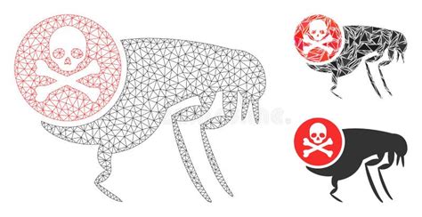 Flea Pesticide Vector Mesh Carcass Model And Triangle Mosaic Icon Stock Vector Illustration Of