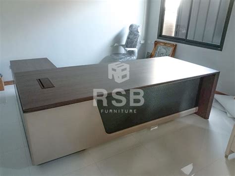 โต๊ะทำงานผู้บริหาร ตัวแอล ขนาด 240 X 220 Cm ไซด์บอร์ดข้างพร้อมลิ้นชัก รหัส 4630 โต๊ะทำงาน โต๊ะ