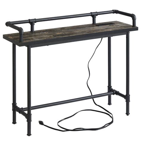 Vecelo Long Sofa Table With Power Outlets And Usb Ports Narrow Console