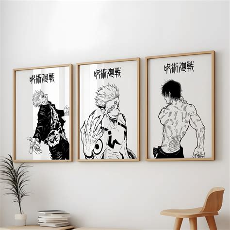 Jujutsu Kaisen Poster Set Gojo Sukuna Toji Anime Art Digital