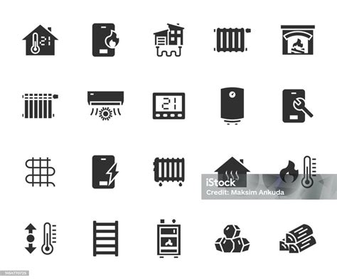 Vector Set Of House Heating Flat Icons Contains Icons Boiler Heat