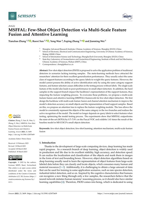 Pdf Msffal Few Shot Object Detection Via Multi Scale Feature Fusion