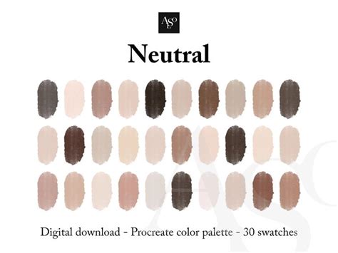 Neutral Procreate Color Palette Swatches For Ipad And Etsy Color