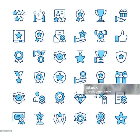 아이콘에 상을 수여합니다 윤곽선 기호 벡터 블루 라인 아이콘 세트 1에 대한 스톡 벡터 아트 및 기타 이미지 1 1위 Championship Istock