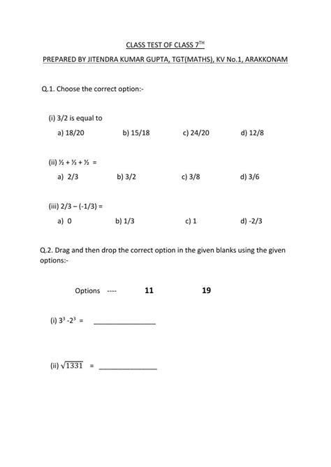 Test Paper Interactive Exercise Live Worksheets