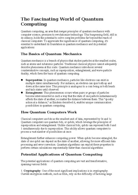 the fascinating world of quantum computing the fascinating world of