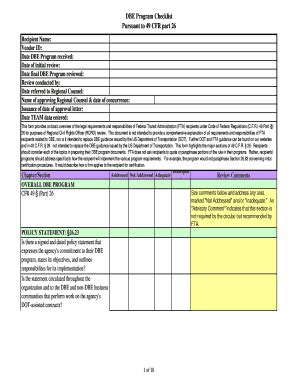 Fillable Online DBE Program Checklist Fax Email Print PdfFiller