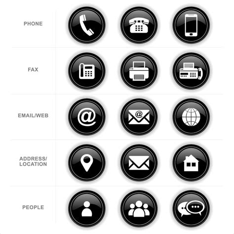 Business Card Contact Information Icons Collection 10617396 Vector Art