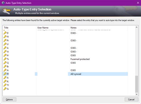 keepass discussion help sorting auto type entry selection