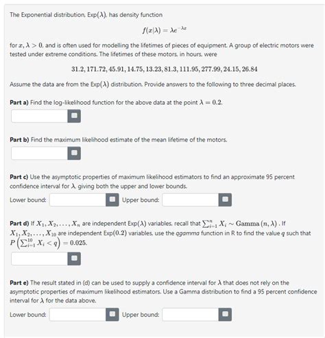 Solved The Exponential distribution Exp λ has density Chegg