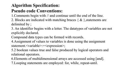 Introduction Characteristics Propertiespseudo Code Conventions