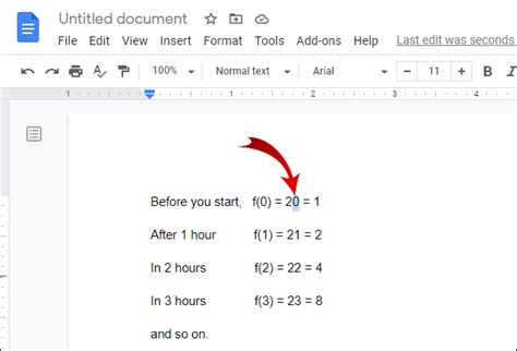 How to Type Exponents in Google Docs