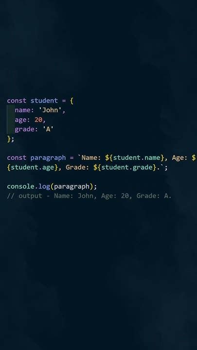 Template Literals In Javascript Simplify Your Code Shorts Coding Tips Youtube