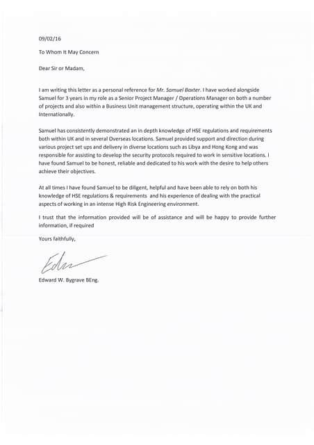 Testimonial Letter From Ed Bygrave Pdf