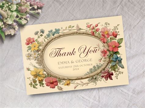 Victorian Wedding Thank You Card Instant Download Victorian Floral