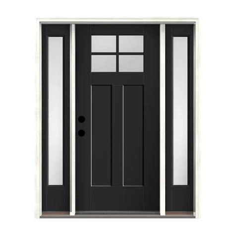 Fiberglass Craftsman Style Front Door With Sidelights Glass Designs