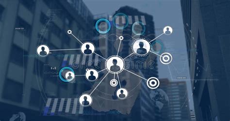Animation Of Profile Icons Connecting Dots Data With Graph Globe Fingerprints Against