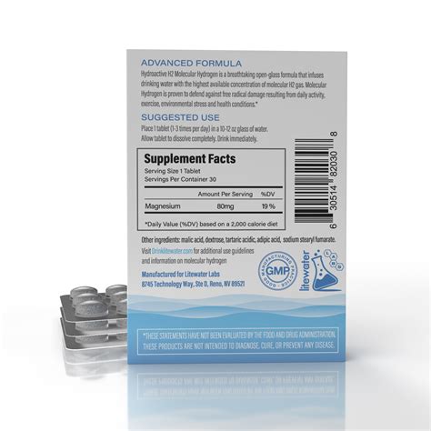 Hydroactive™ H2 Molecular Hydrogen Tablets 30 Tablets Blister Pack