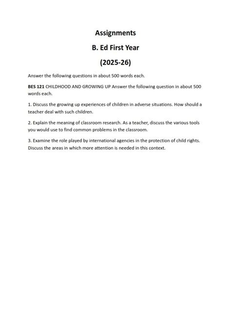 Ignou Bes 121 Solved Assignment 2025 26 English Medium Ignou Solved Assignment