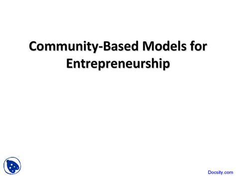 Community Based Models Community Development Lecture Slides Docsity