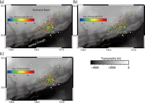 Spatial Distributions Of A Seismic Moment Rates Of Very Low Frequency Download Scientific