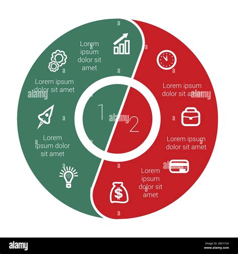 Pie Chart Data Elements For Template Infographics With Two 2 Positions