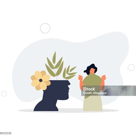 정신 위생 및 자기 계발 건강한 정신 이완 평면 벡터 일러스트 레이 션을 가진 캐릭터 Mental Wellbeing에 대한 스톡