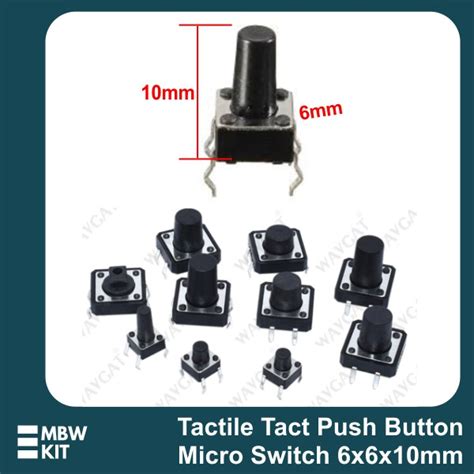 Jual Push Button Tactile Micro Switch 6x6x10 Mm Shopee Indonesia