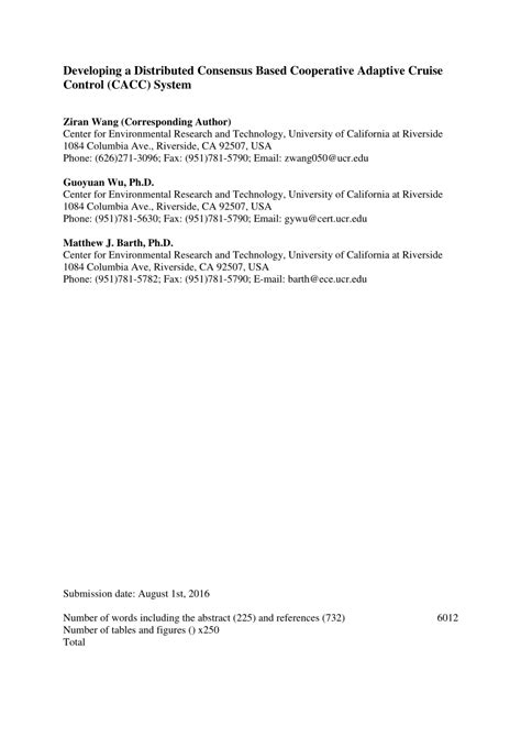 Pdf Developing A Distributed Consensus Based Cooperative Adaptive Cruise Control Cacc System
