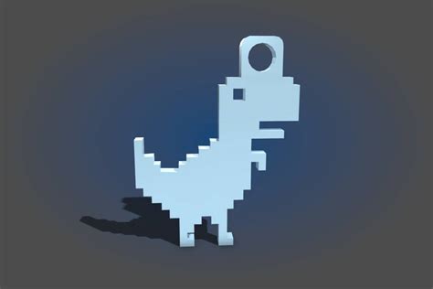 Dino 8 Bit Keychain 3dpea