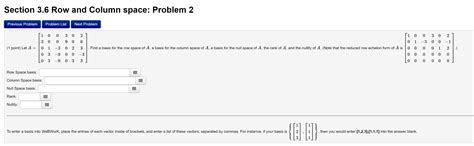 Solved Section 36 Row And Column Space Problem 2 Previous