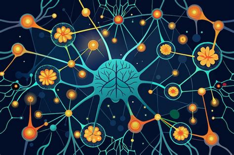 Illustration Of A Stylized Neuron With Multiple Branching Dendrites And Synapses Highlighted In