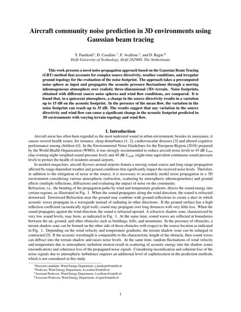 Pdf Aircraft Community Noise Prediction In 3d Environment Using Gaussian Beam Tracing