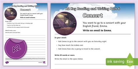 A2 Key KET Reading And Writing Part 6 Concert Twinkl