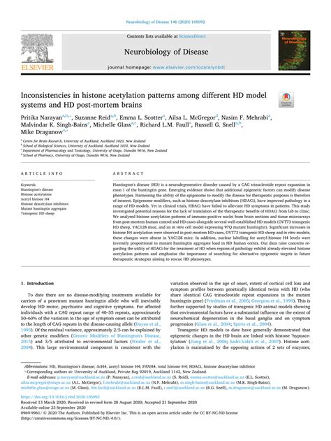 Pdf Inconsistencies In Histone Acetylation Patterns Among Different Hd Model Systems And Hd