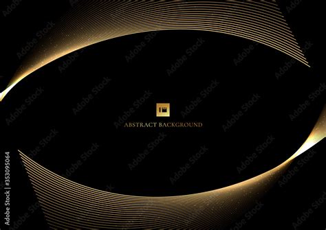 Abstract Gold Curve Line Design Shiny Golden Moving Lines Element With Glitter Effect Black