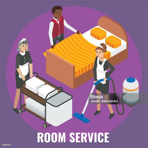 호텔 직원 하녀 청소기 캐릭터 만들기 침대 청소 실 플랫 벡터 등각 일러스트 호텔 룸 서비스 3차원 형태에 대한 스톡 벡터 아트 및 기타 이미지 Istock