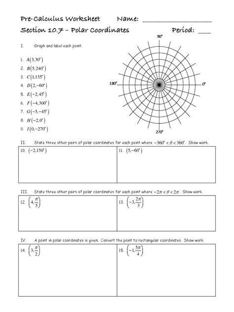 10 7 Worksheet Trig Class Answerspdf Ws 107 Polar Equations